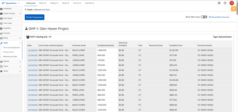 Construction Material Tracking Software | HCSS