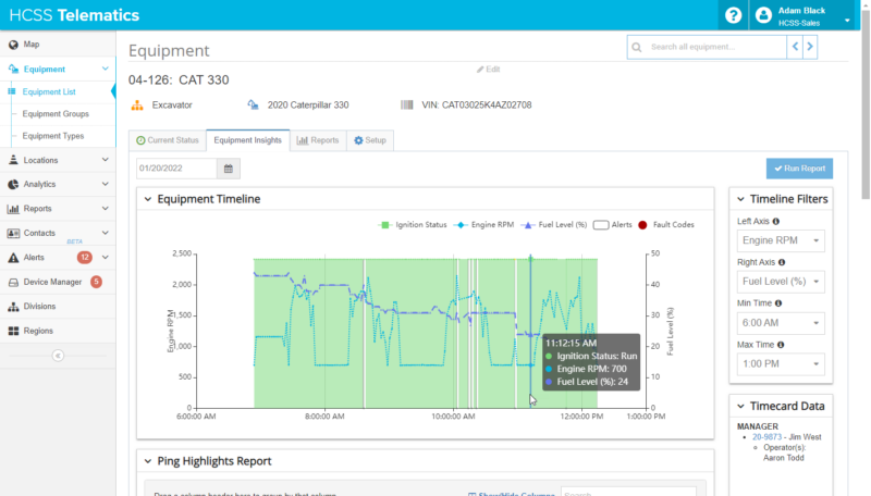 Construction Equipment Tracking Software | HCSS Telematics