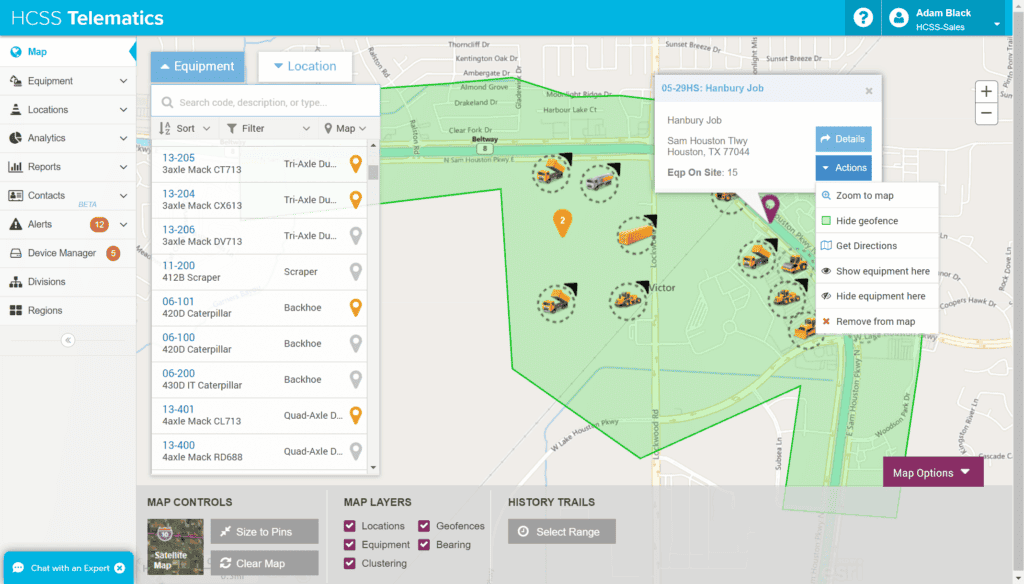 Construction Equipment Tracking Software | HCSS Telematics