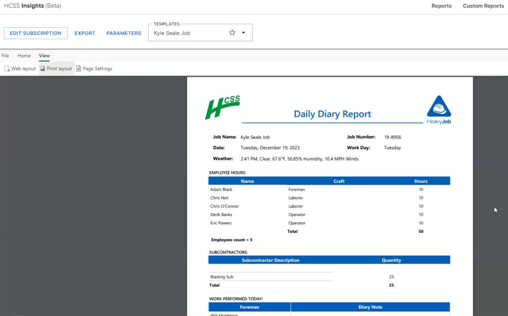 Construction Reporting Software | HCSS Insights